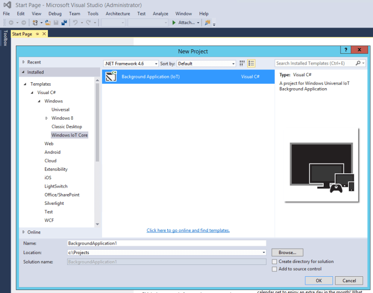 Getting started with a Windows 10 IoT Background Application on the ...